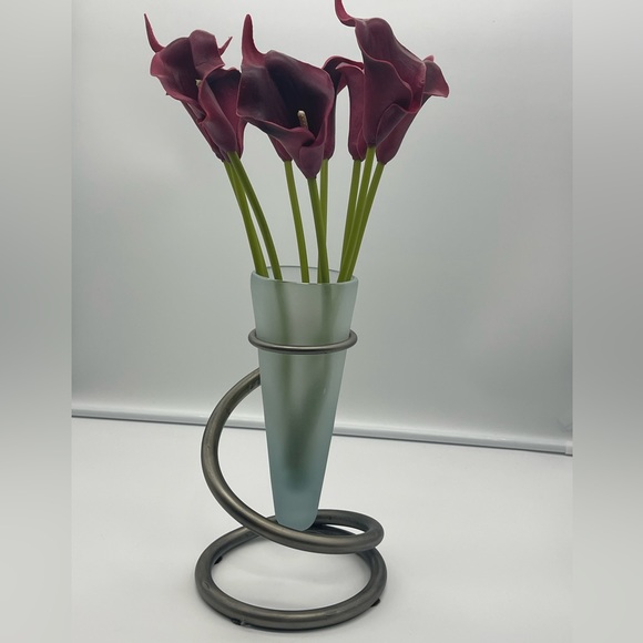 Accents | Vintage Spiral Metal Stand Holds A Frosted Cone Shaped ...